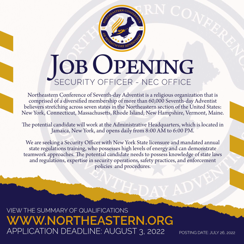 Job Posting - Northeastern Conference of Seventh-day Adventist Online