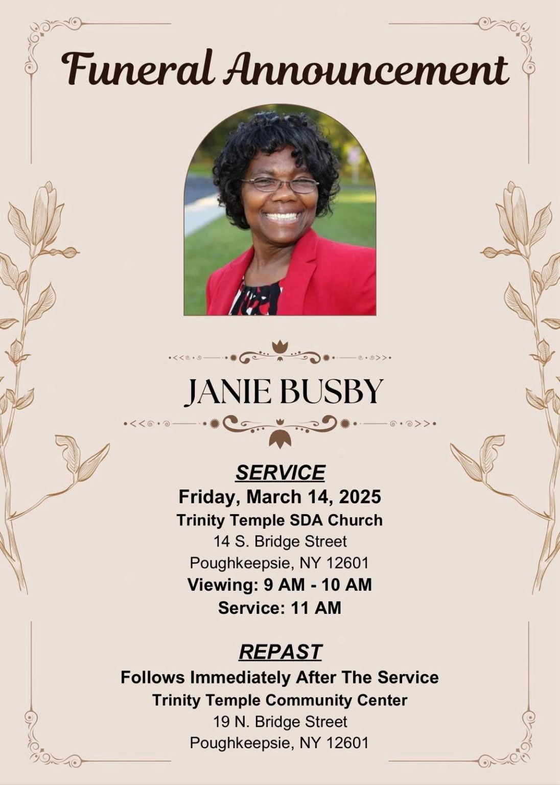 Funeral Announcement - Northeastern Conference of Seventh-day Adventist ...